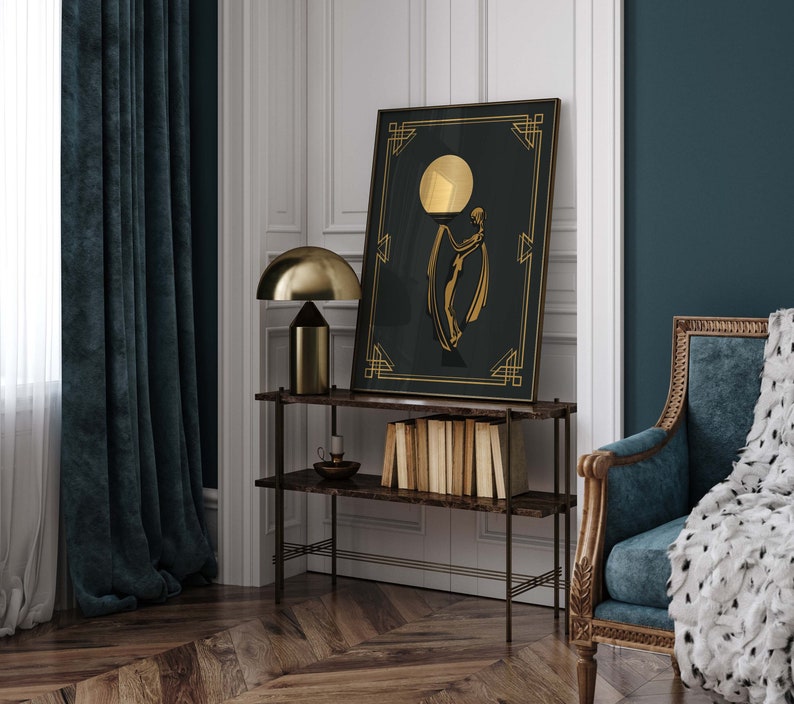 Art Deco Print, Black Print, Black Gold Print, Art Deco Wall Art, Art ...