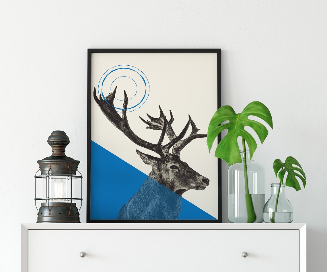 Stag Print, Stag Art, Modern, Art Print, Scandinavian Print, Wall Art ...