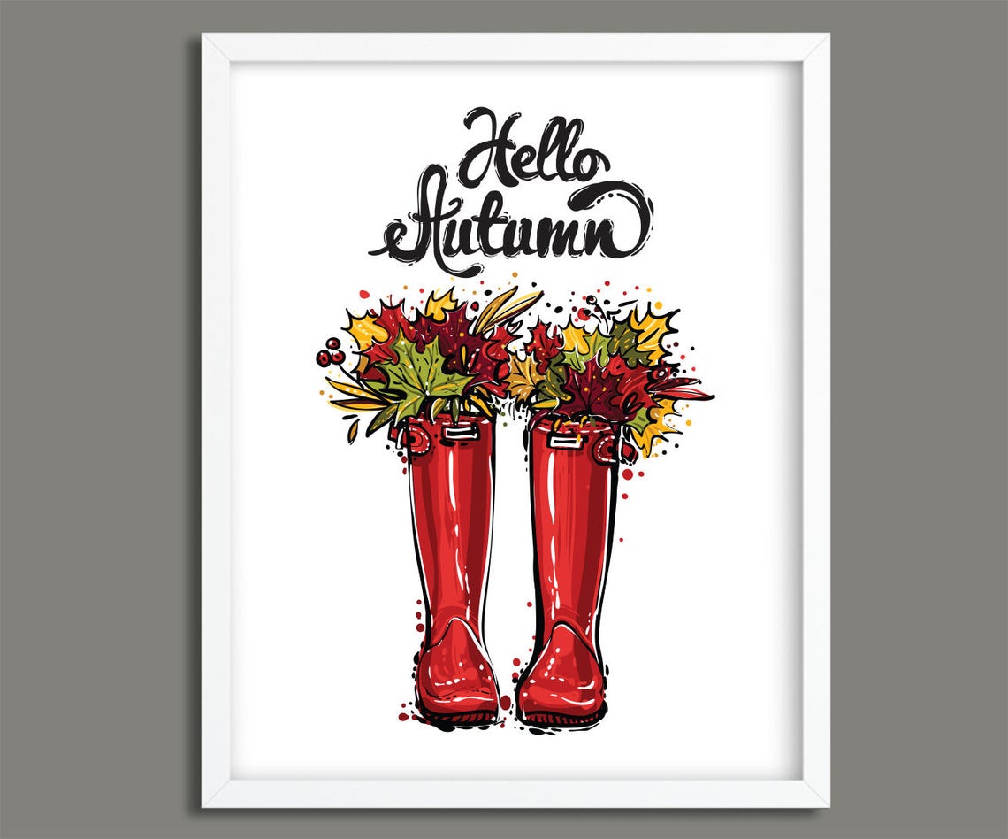 Wellies Print Wellies Art Autumn Prints Autumn Art - Etsy