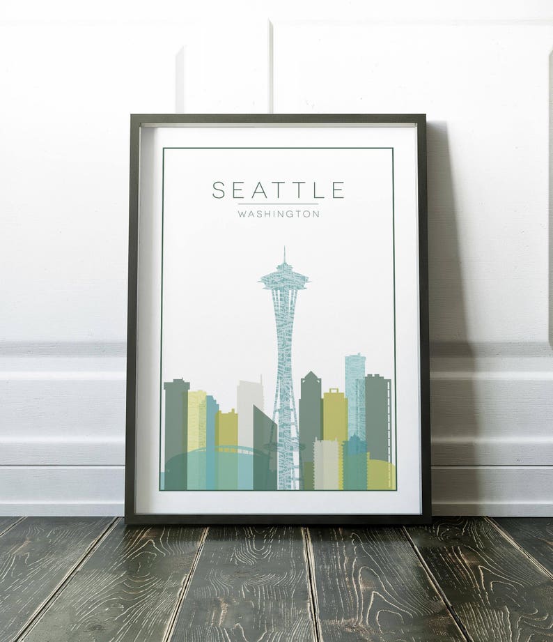 Wall Art Prints Seattle Poster Seattle Wall Art Washington - Etsy UK