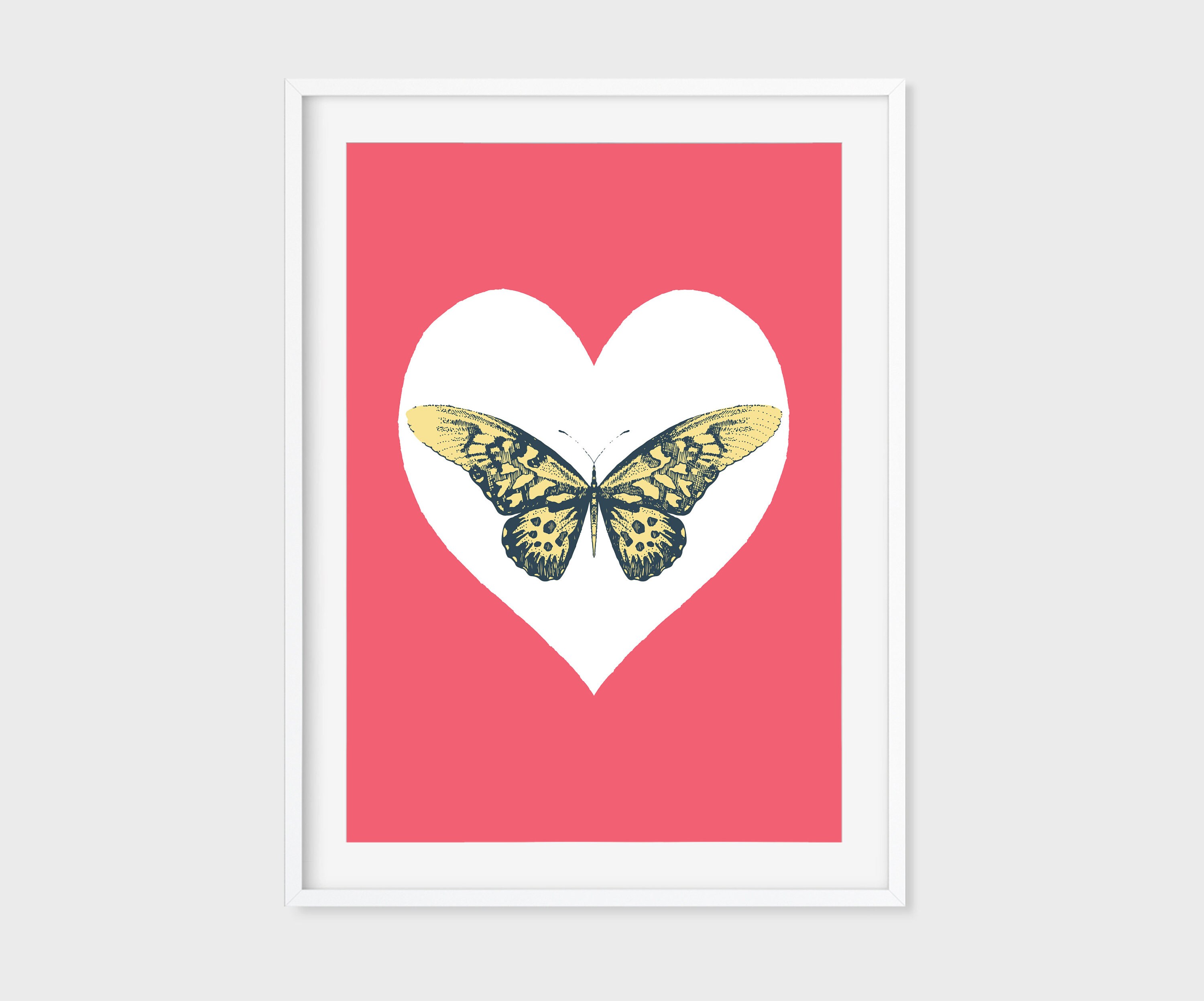 Butterfly Heart Prints Set of Prints Butterfly Heart | Etsy