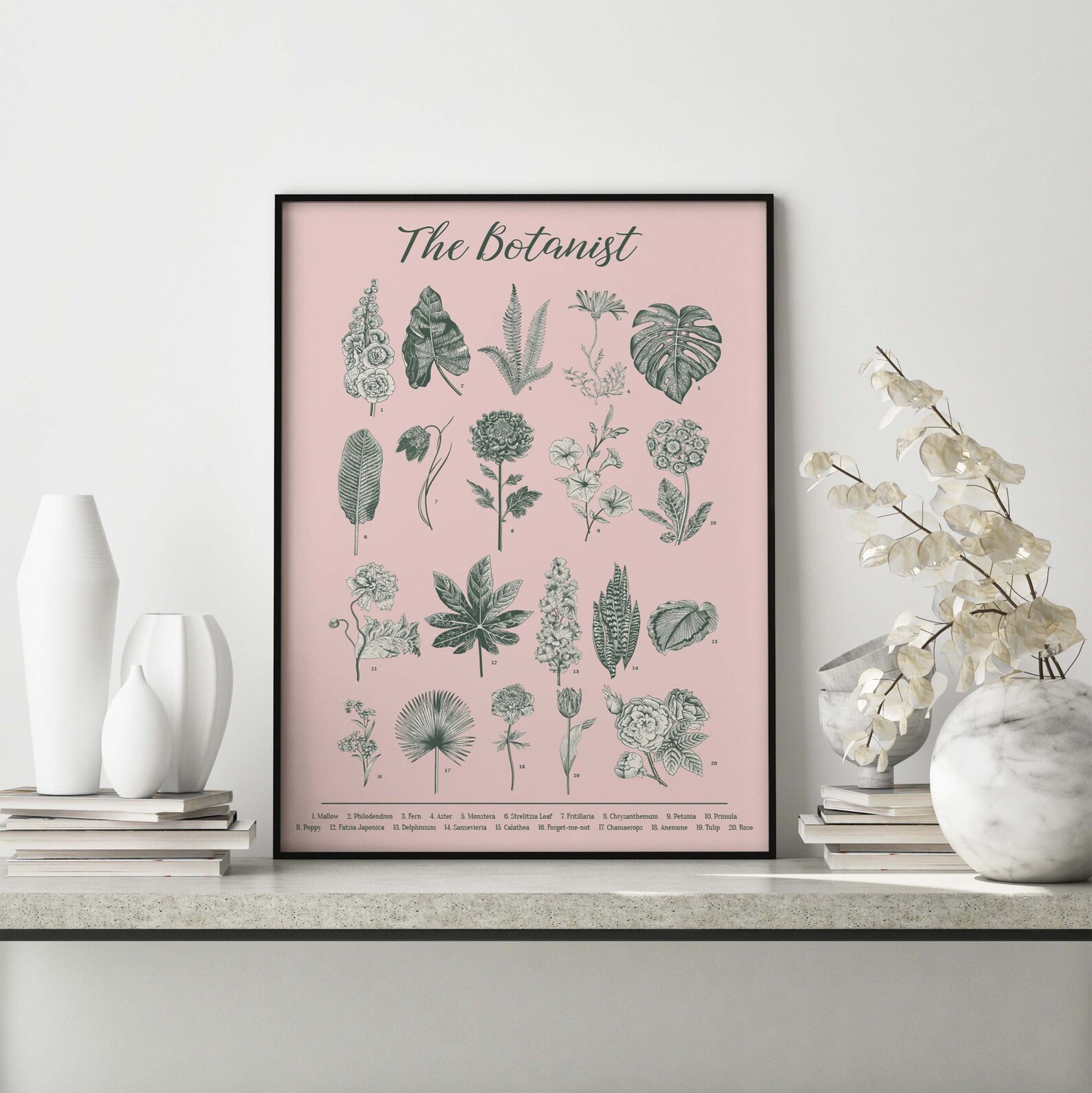 Botanical Print Pink Print Wall Art Pink Wall Art Prints - Etsy