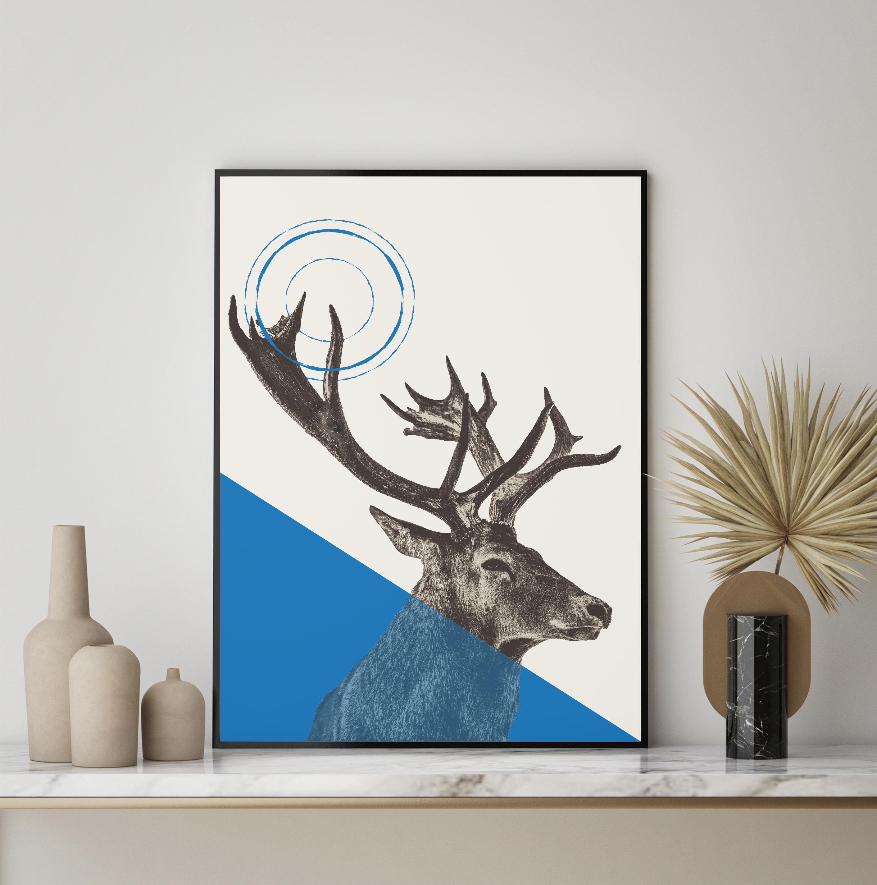 Stag Print Stag Art Modern Art Print Scandinavian Print | Etsy UK