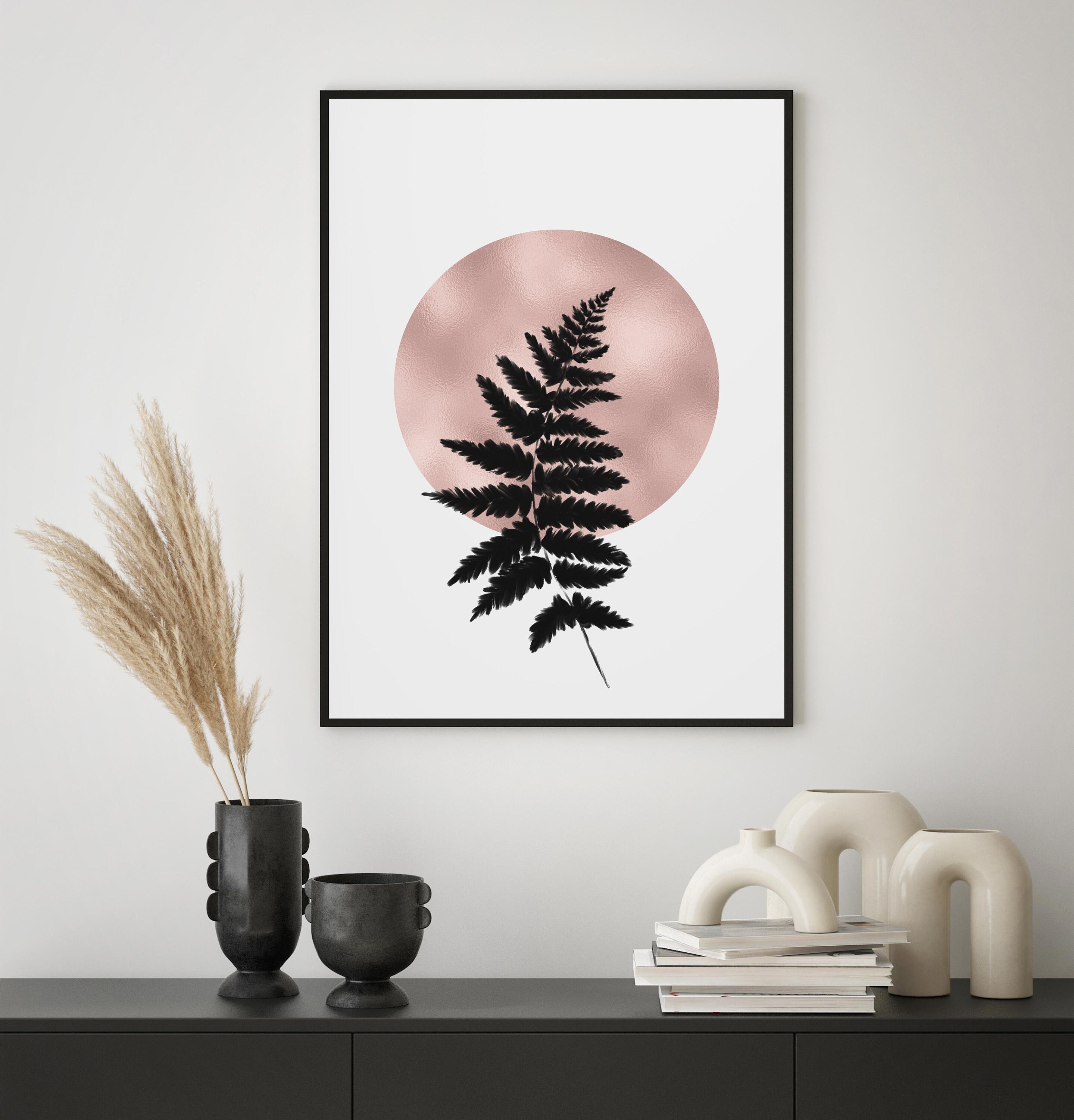 Wall Art Pink Print Leaf Print Pink Wall Art Botanical Etsy