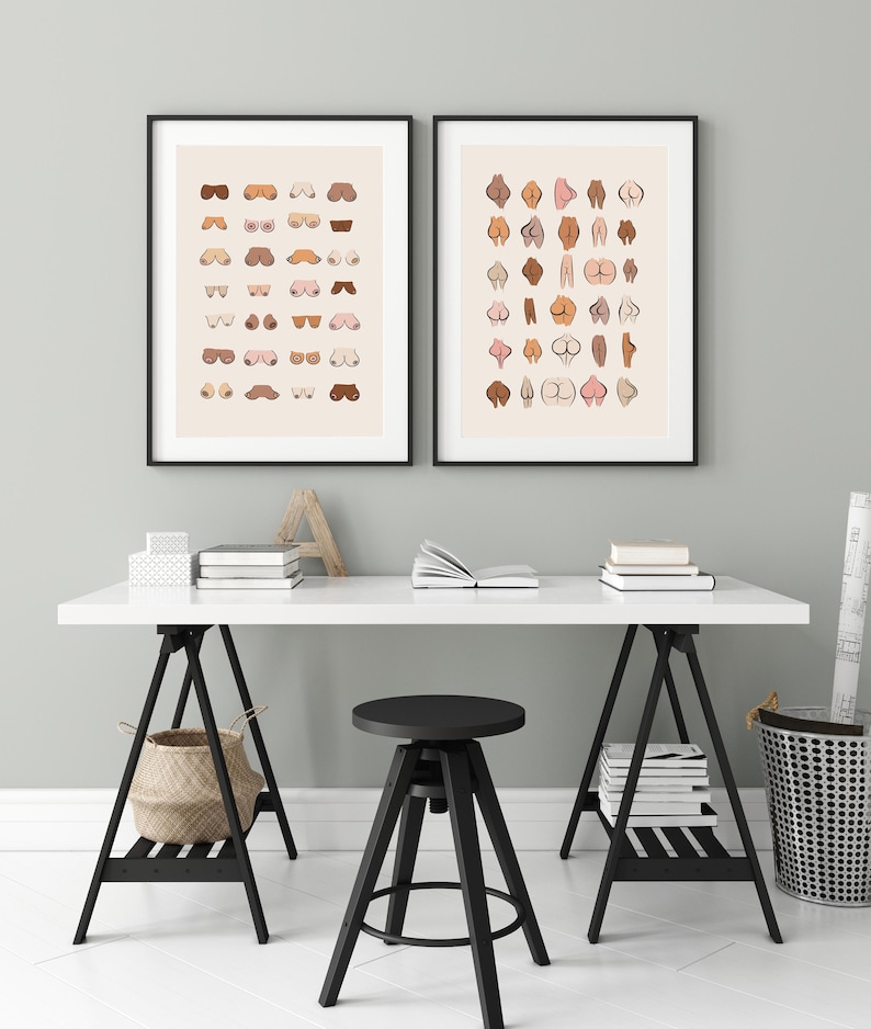 Set of Prints, Bum Print, Boobs Print, Bathroom Print, Body Positivity ...