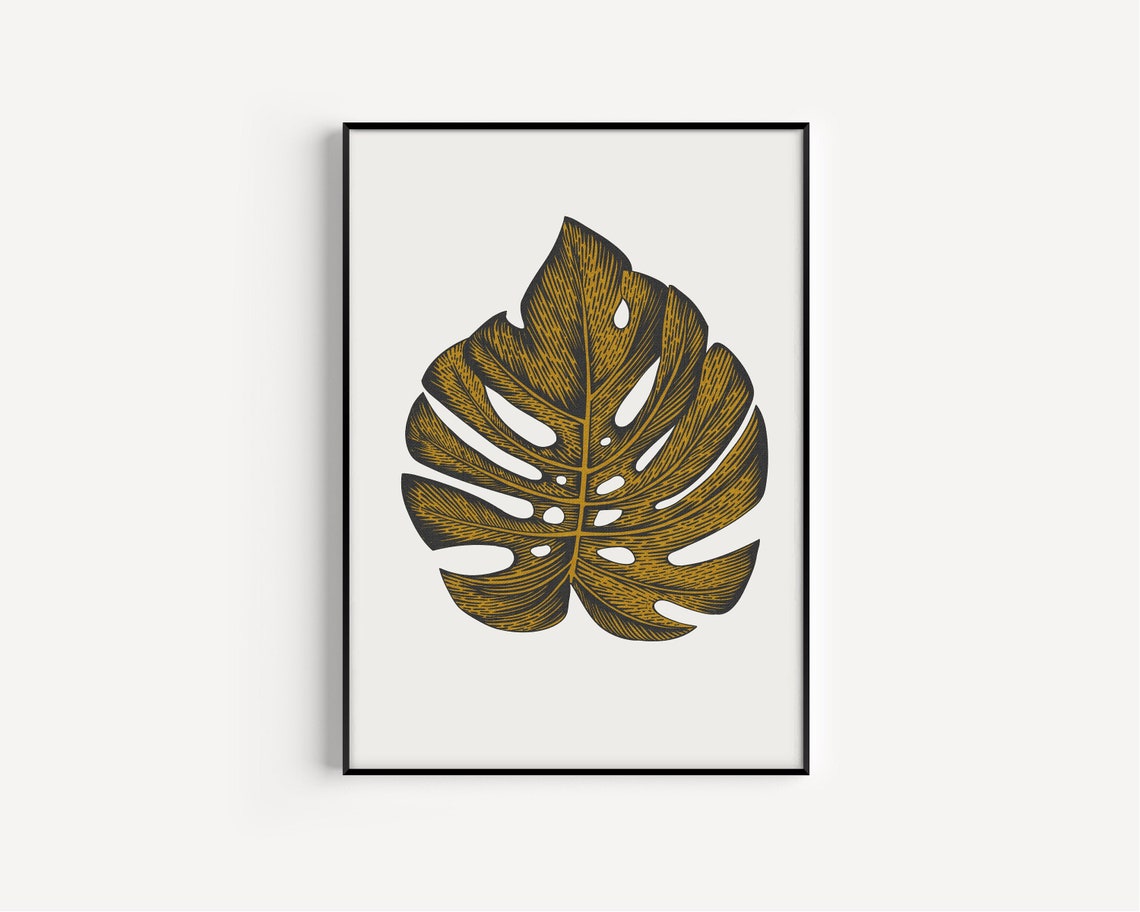 Monstera Print Art Print Botanical Print Yellow Print - Etsy
