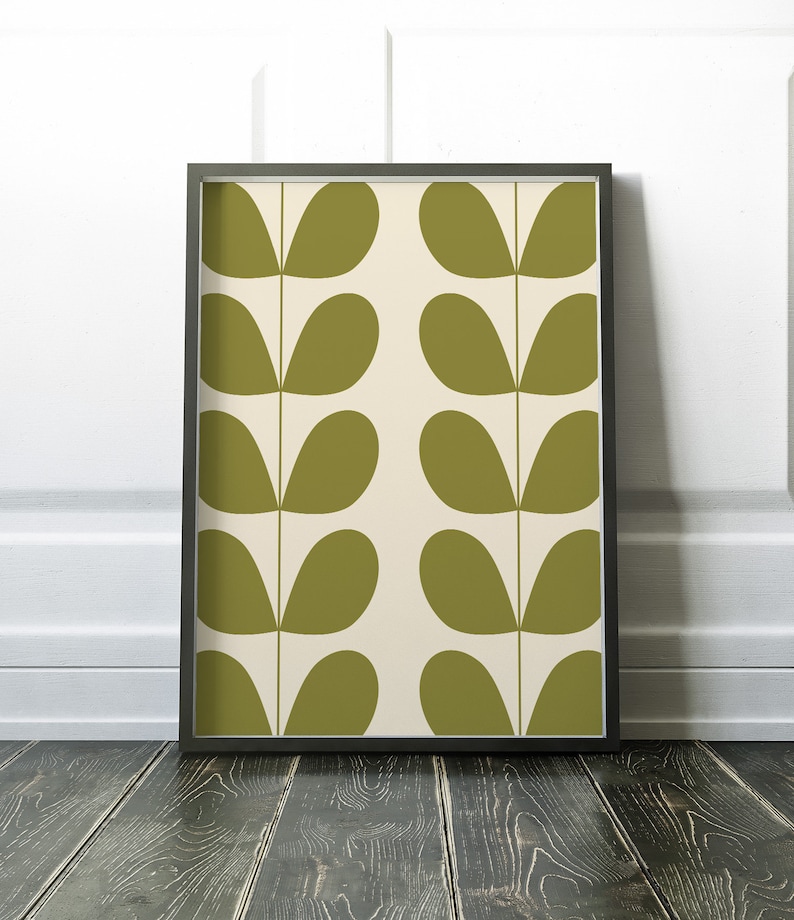 Mid Century Print Green Print Retro Print Mid Century Mid - Etsy UK