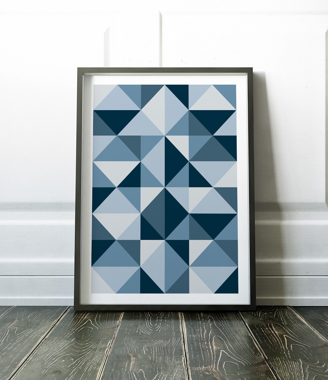 Wall Art Print, Geometric Print, Blue Wall Art, Triangles Print, Fine ...