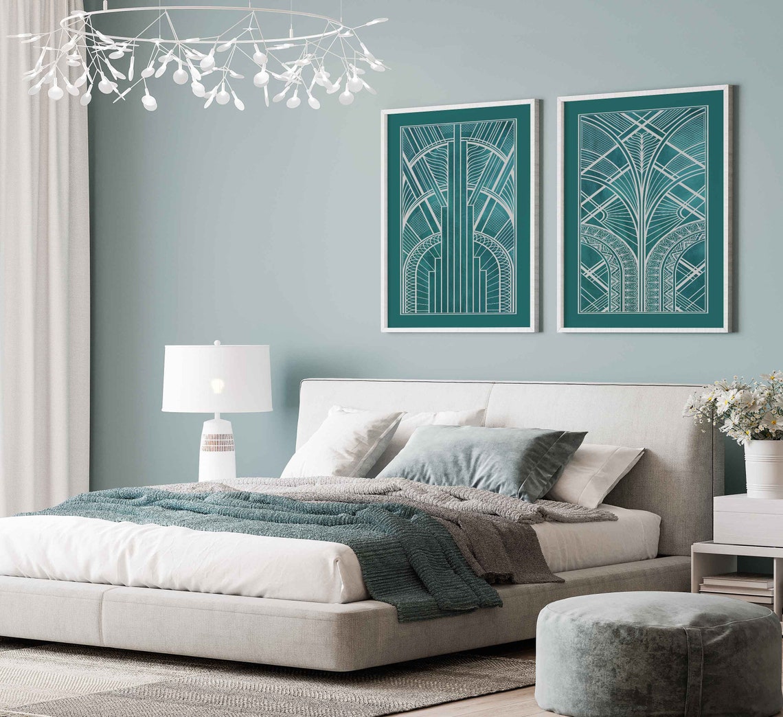 Art Deco Print, Art Deco Wall Art, Teal Print, Art Deco, Teal Art Deco ...