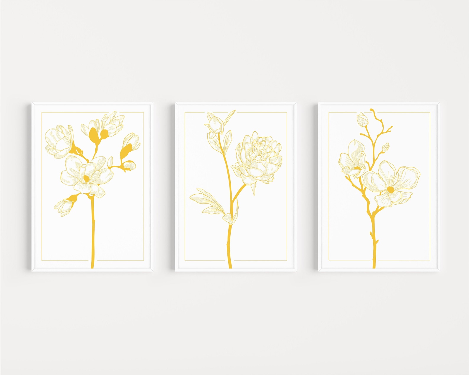 Set of Prints Yellow Print Set Wall Art Set Yellow Prints | Etsy UK
