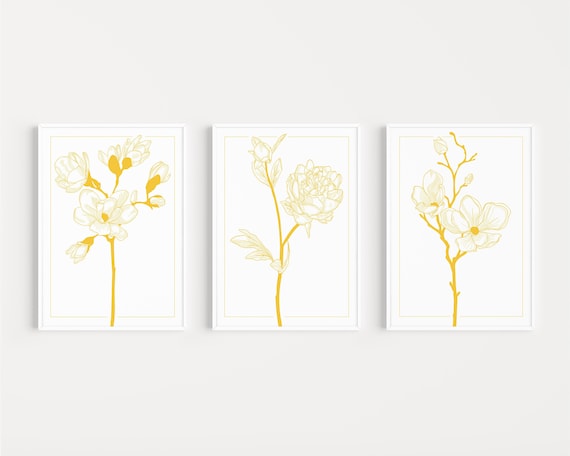 Set of Prints Yellow Print Set Wall Art Set Yellow Prints - Etsy