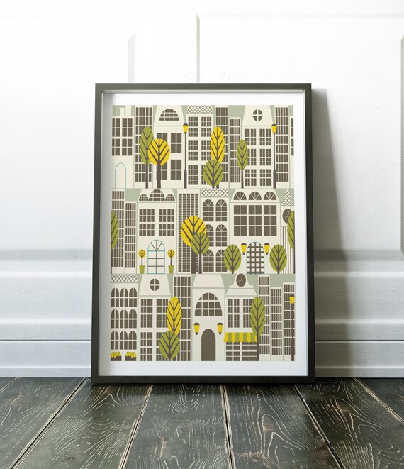 Houses Print Wall Art Prints Prints Houses Poster | Etsy