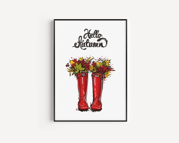 Wellies Print Wellies Art Autumn Prints Autumn Art | Etsy