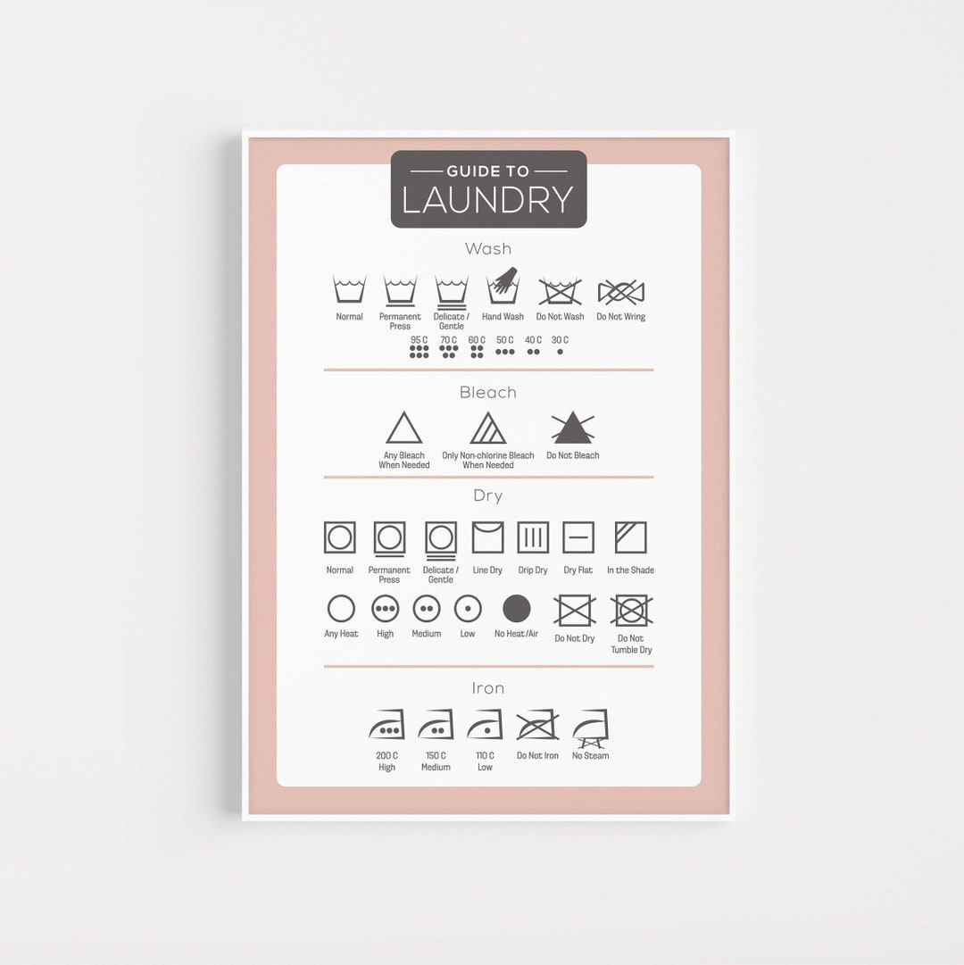 Laundry Print, Laundry Room Print, Laundry Guide, Laundry Instructions ...