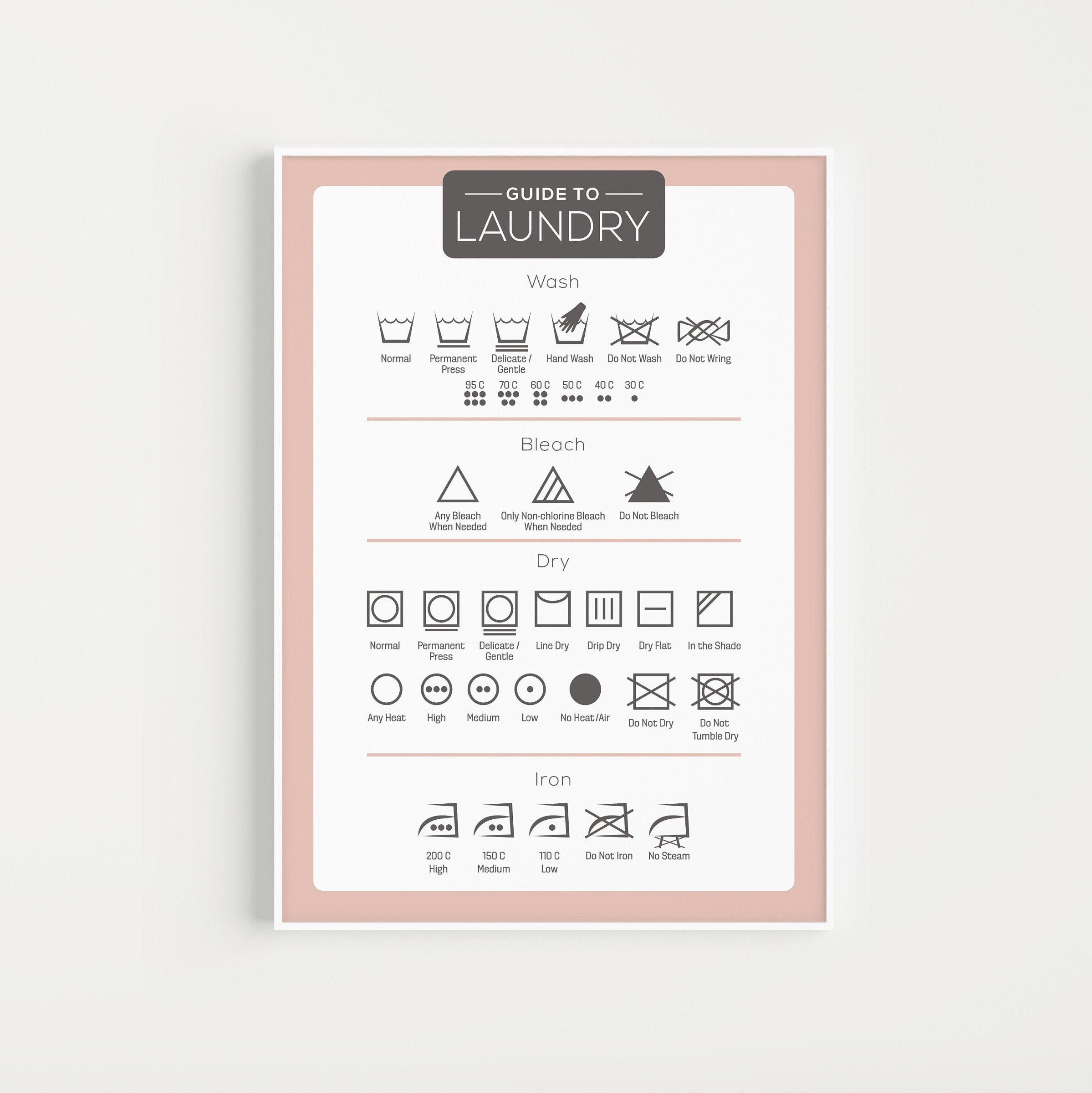 Laundry Print Laundry Room Print Laundry Guide Laundry - Etsy