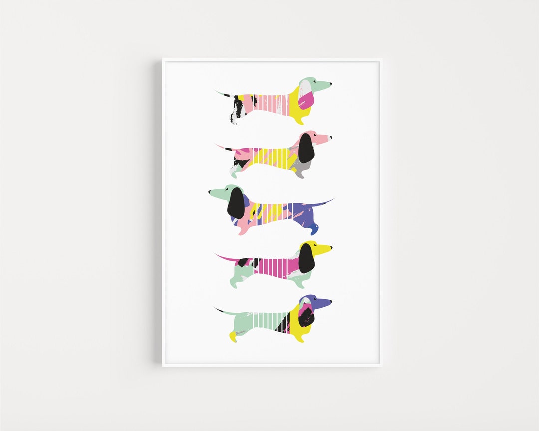 Sausage Dog Print, Wall Art Prints, Nordic Art, Minimalist Dog, Print ...