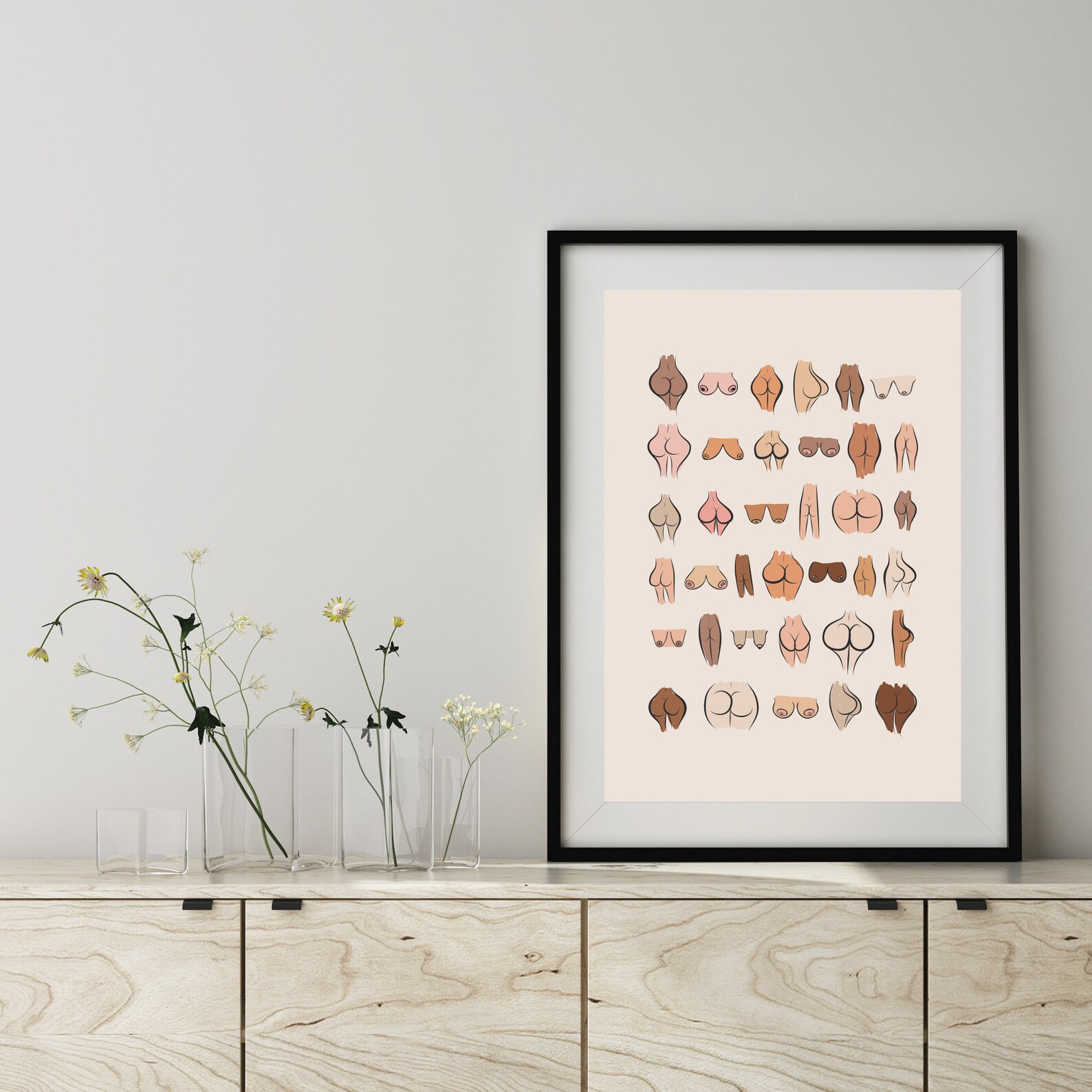 Wall Art Print Bathroom Print Funny Gift Bum Print Boobs | Etsy