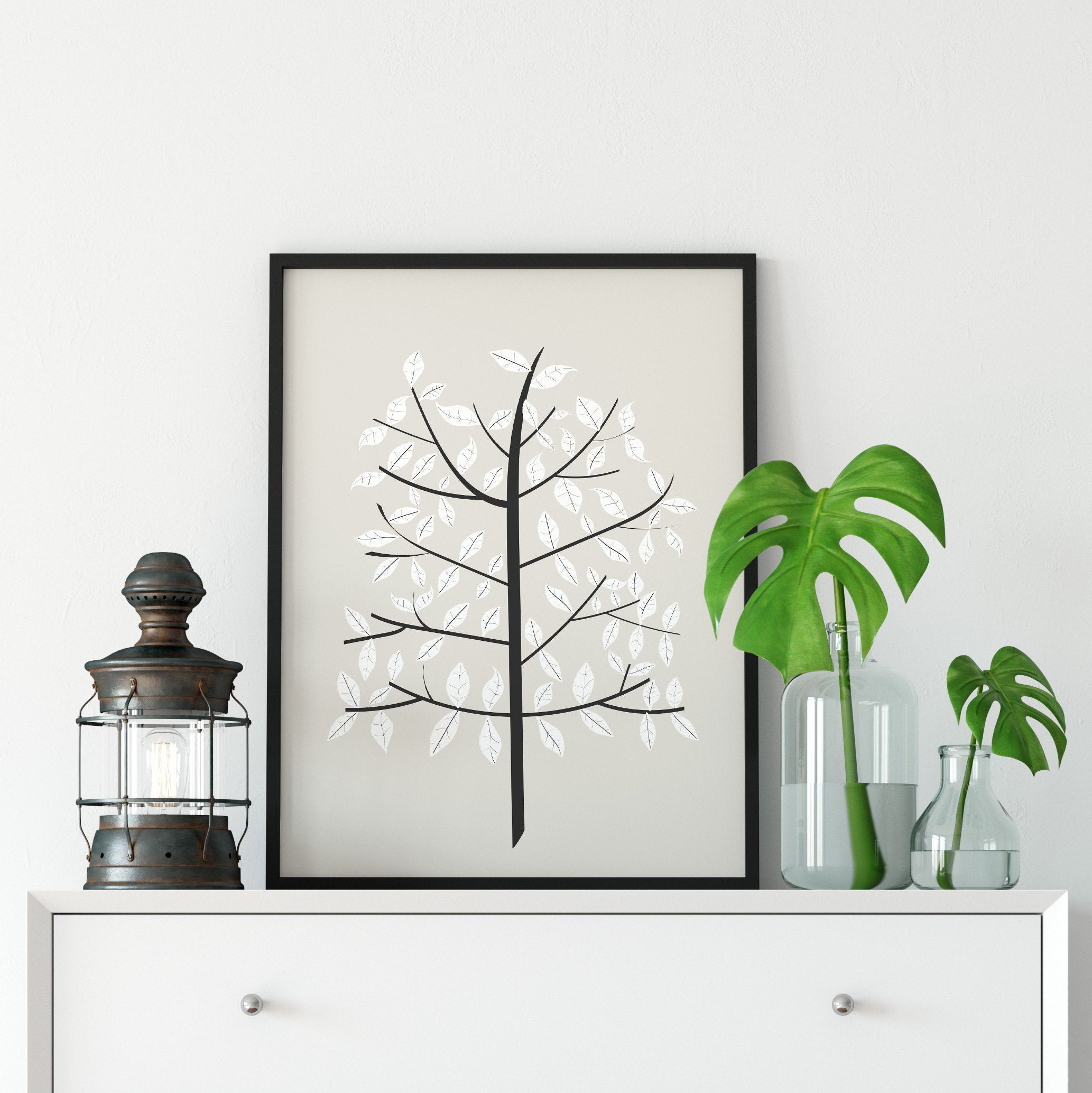 Tree Print Wall Art Black and White Wall Art Print Tree | Etsy