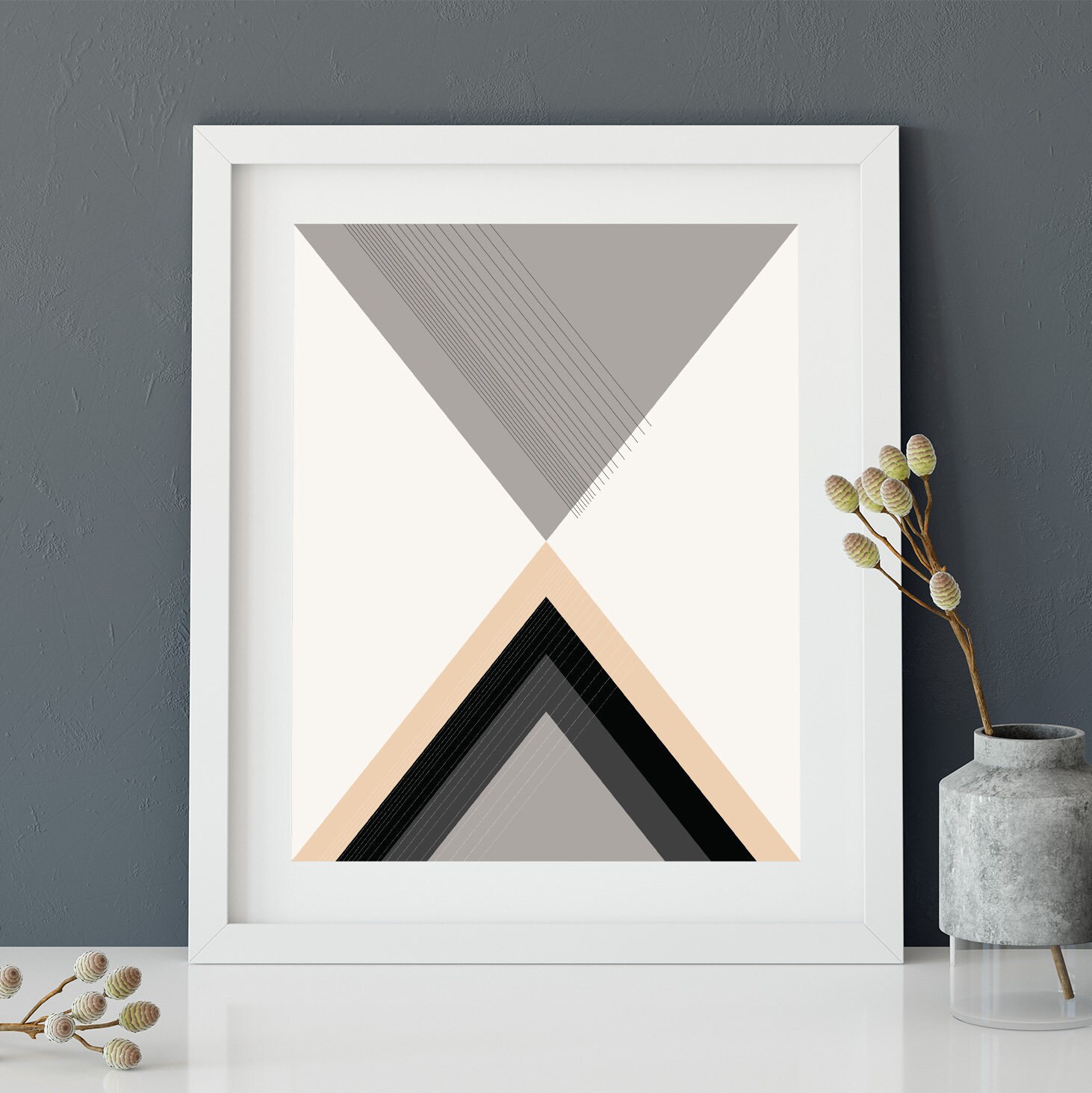 Wall Art, Prints, Geometric Wall Art, Geometric Print, Triangle Print ...