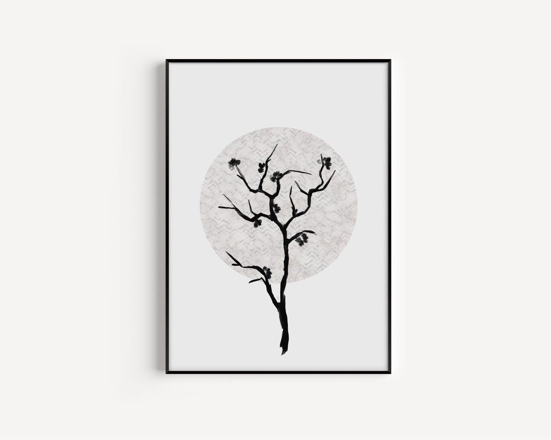 Wall Art Print, Botanical Print, Grey Print, Grey Wall Art, Tree ...