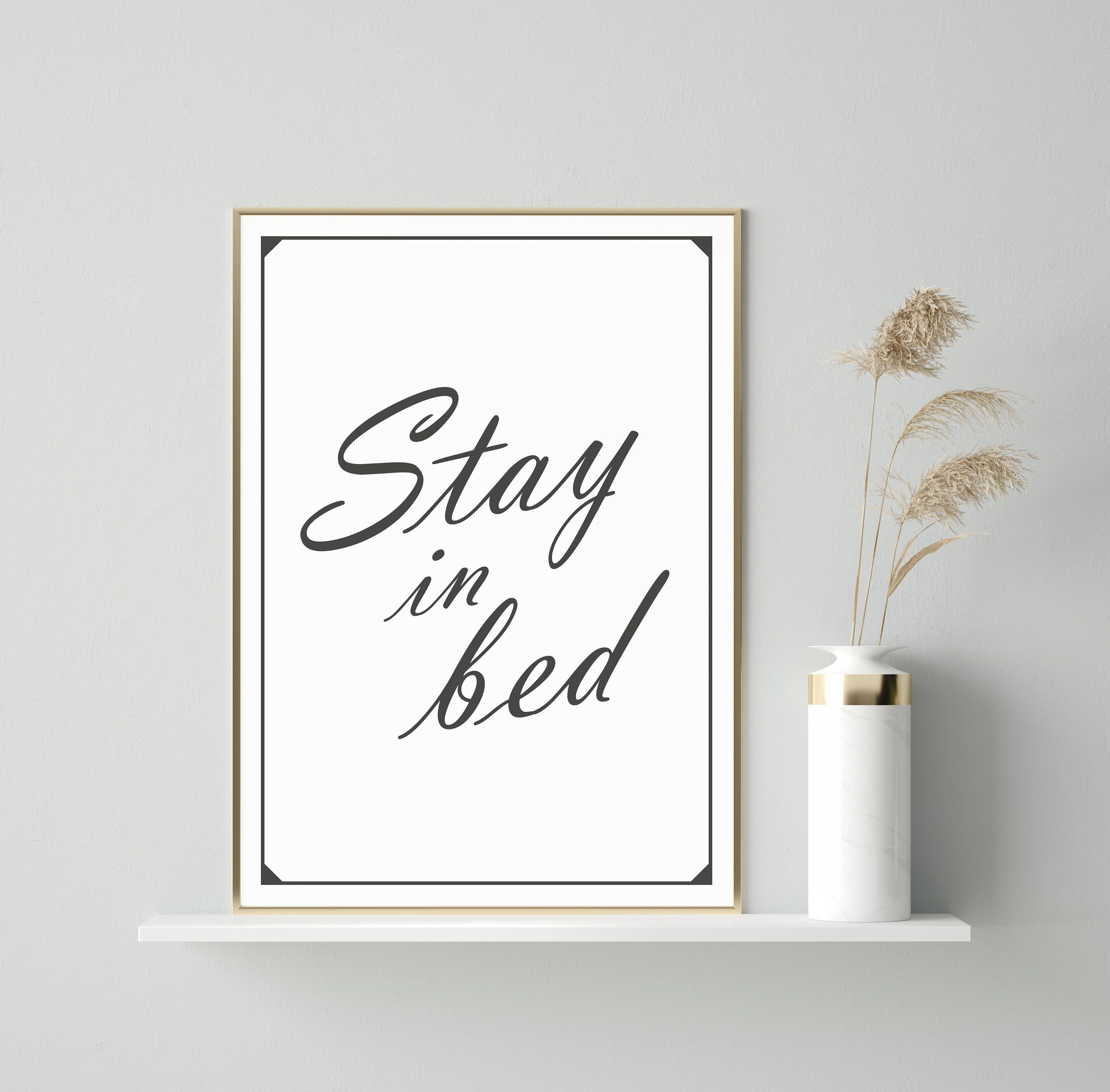 Quote Print Wall Art Print Stay in Bed Quote Stay in Bed | Etsy