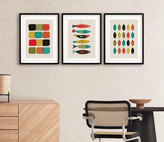Diptych Gallery Wall Art Mid Century Posters Set Set of 2 Art Prints in ...