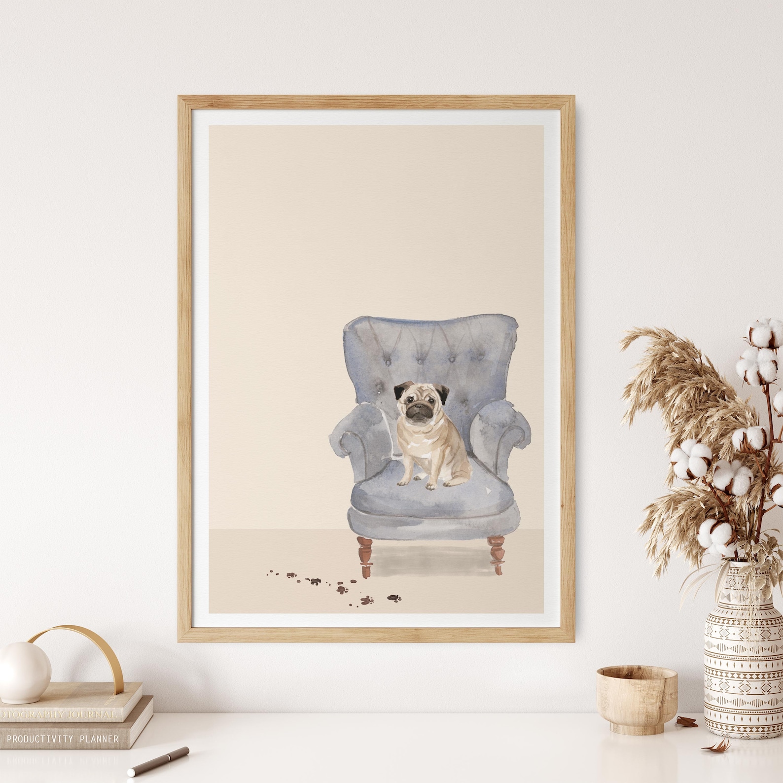 Pug Art Print Pug Dog Prints Pug Gift Dog Wall Art | Etsy UK