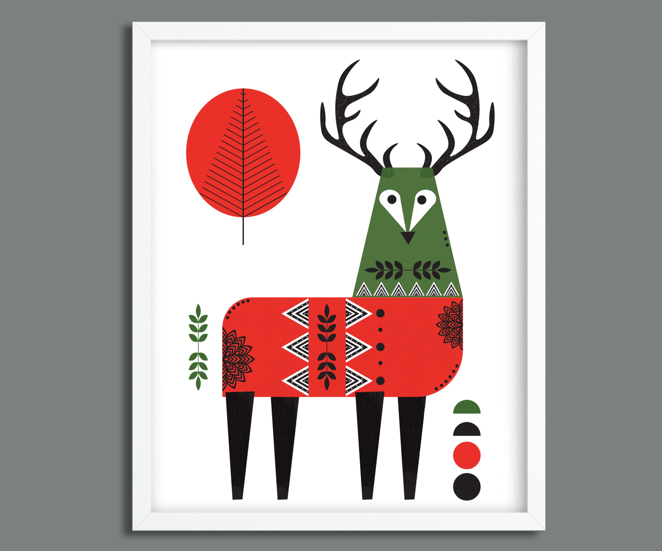 Nordic Wall Art Stag Print Scandi Print Wall Art Print | Etsy