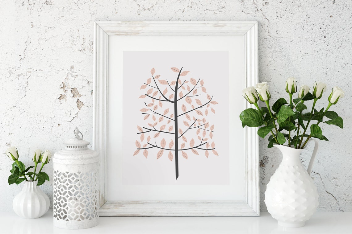 Tree Print Pink Print Wall Art Print Pink Wall Art Tree | Etsy
