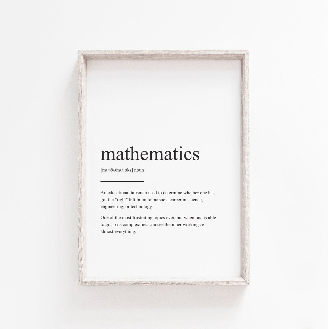 Mathematics Definition Print Wall Art Print Quote Print | Etsy