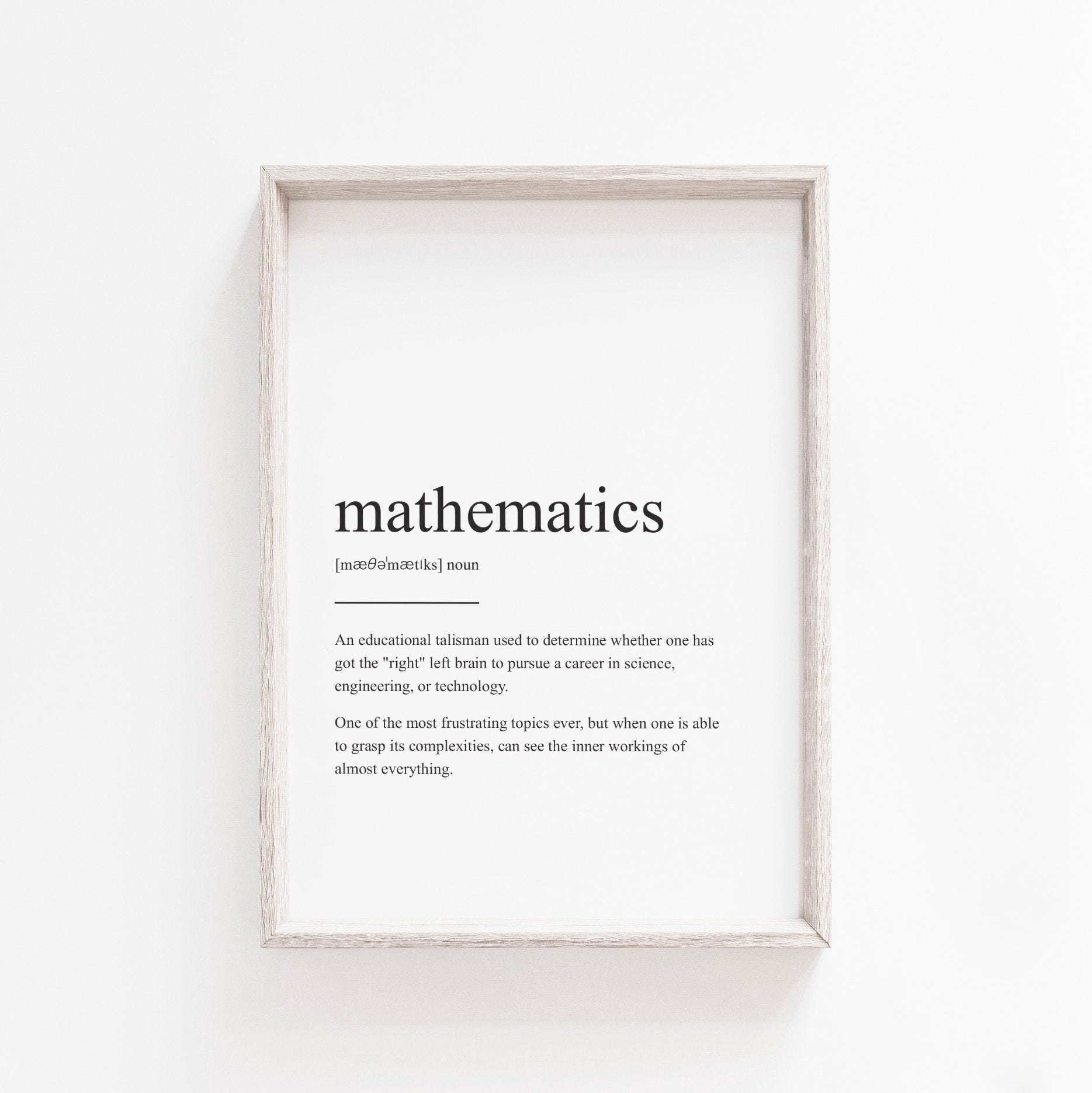 Mathematics Definition Print Wall Art Print Quote Print | Etsy
