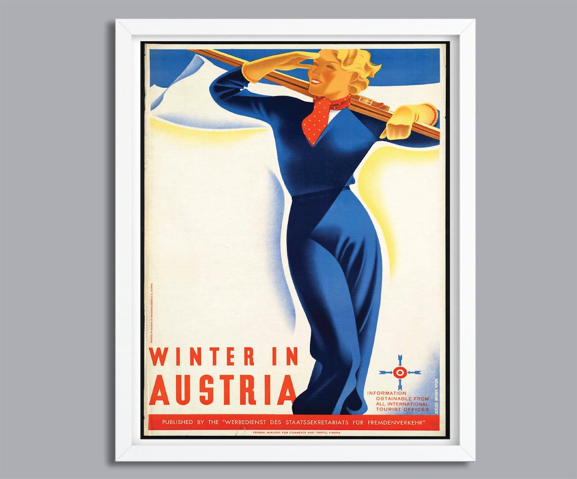 Austria Poster Austria Print Wall Art Prints Skiing Print | Etsy
