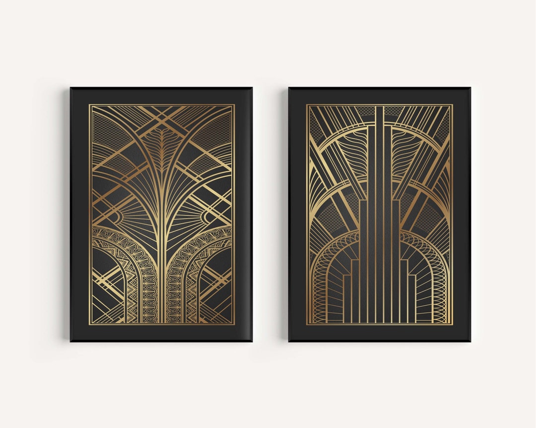 Art Deco Prints, Set of Prints, Black Art Deco Prints, Art Deco Poster ...