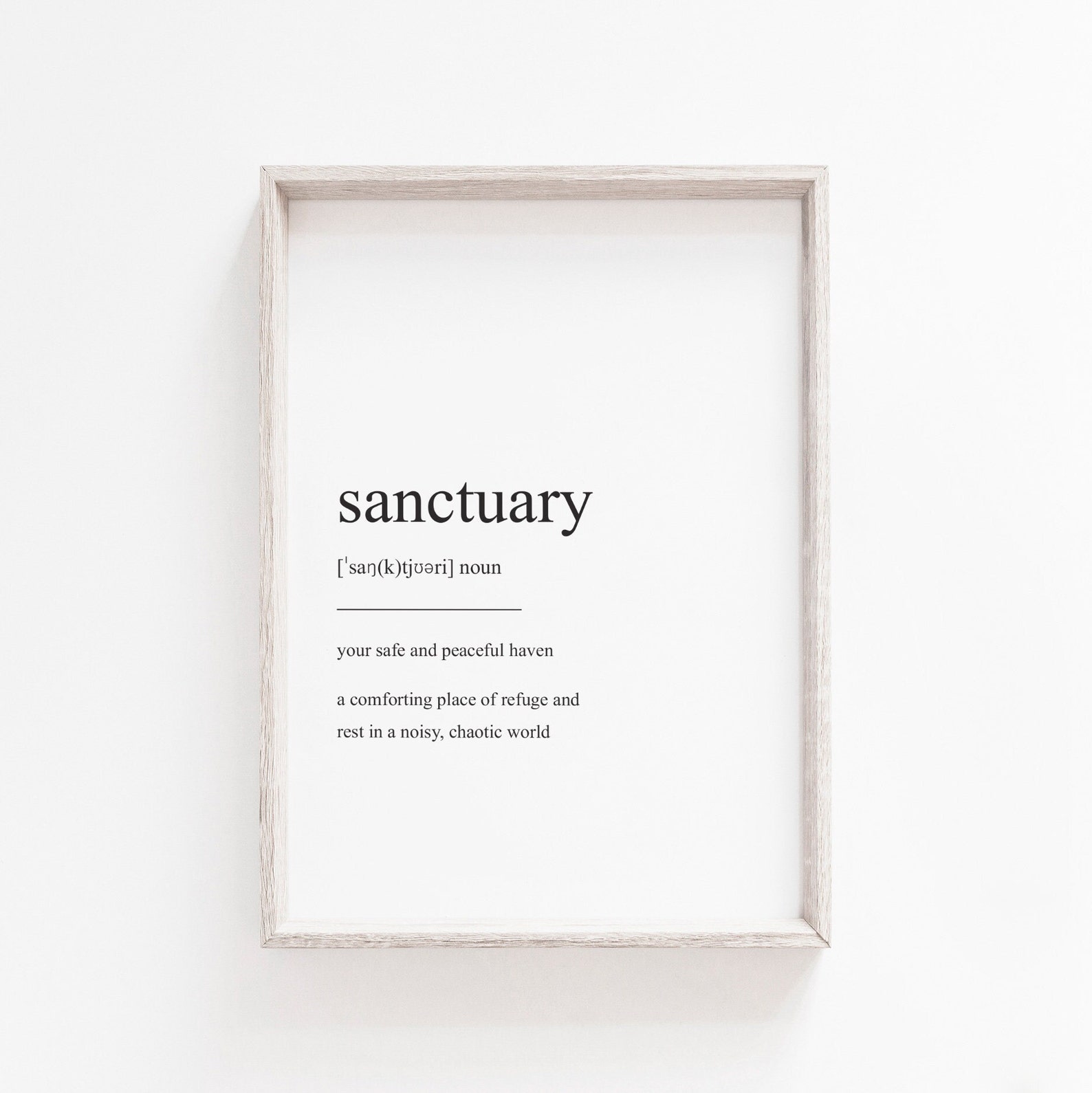Sanctuary Definition Print, Quote Print, Wall Art Prints, Wall Art ...