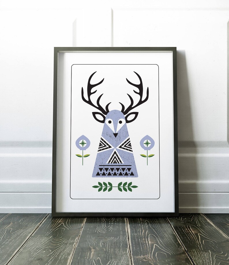 Scandinavian Print, Wall Art, Nordic Print, Stag Print, Scandi Wall Art ...