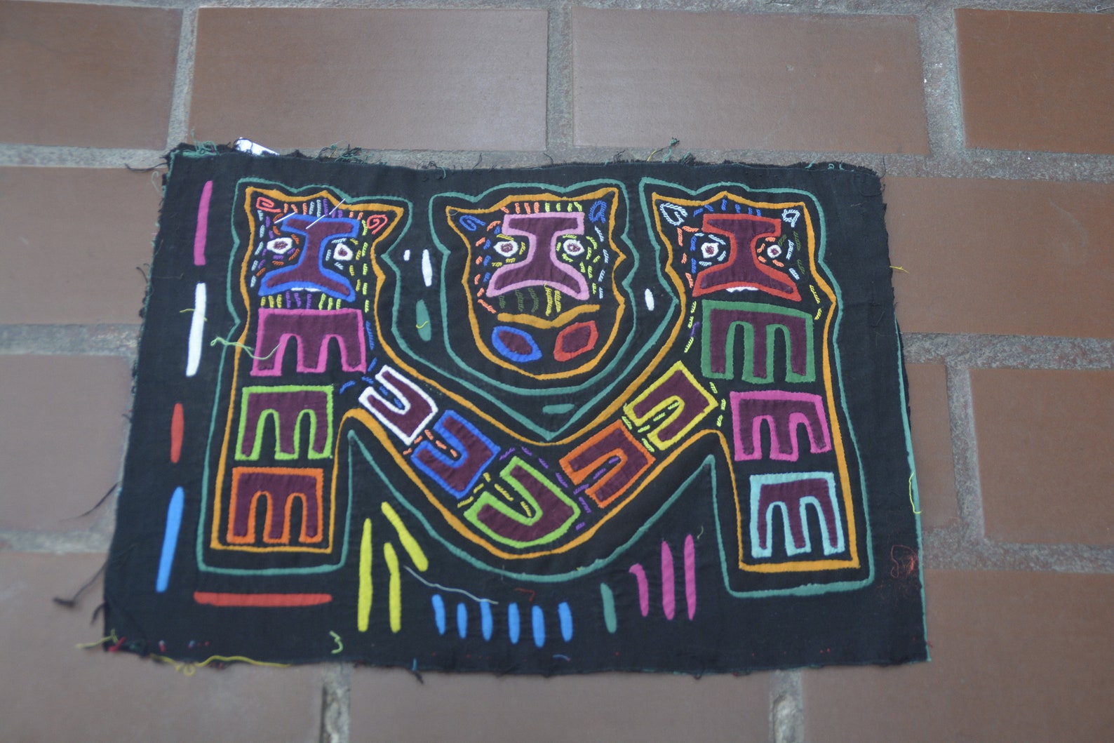 1691. OLD CAT MOLA Small Handmade Textile Art Panama - Etsy