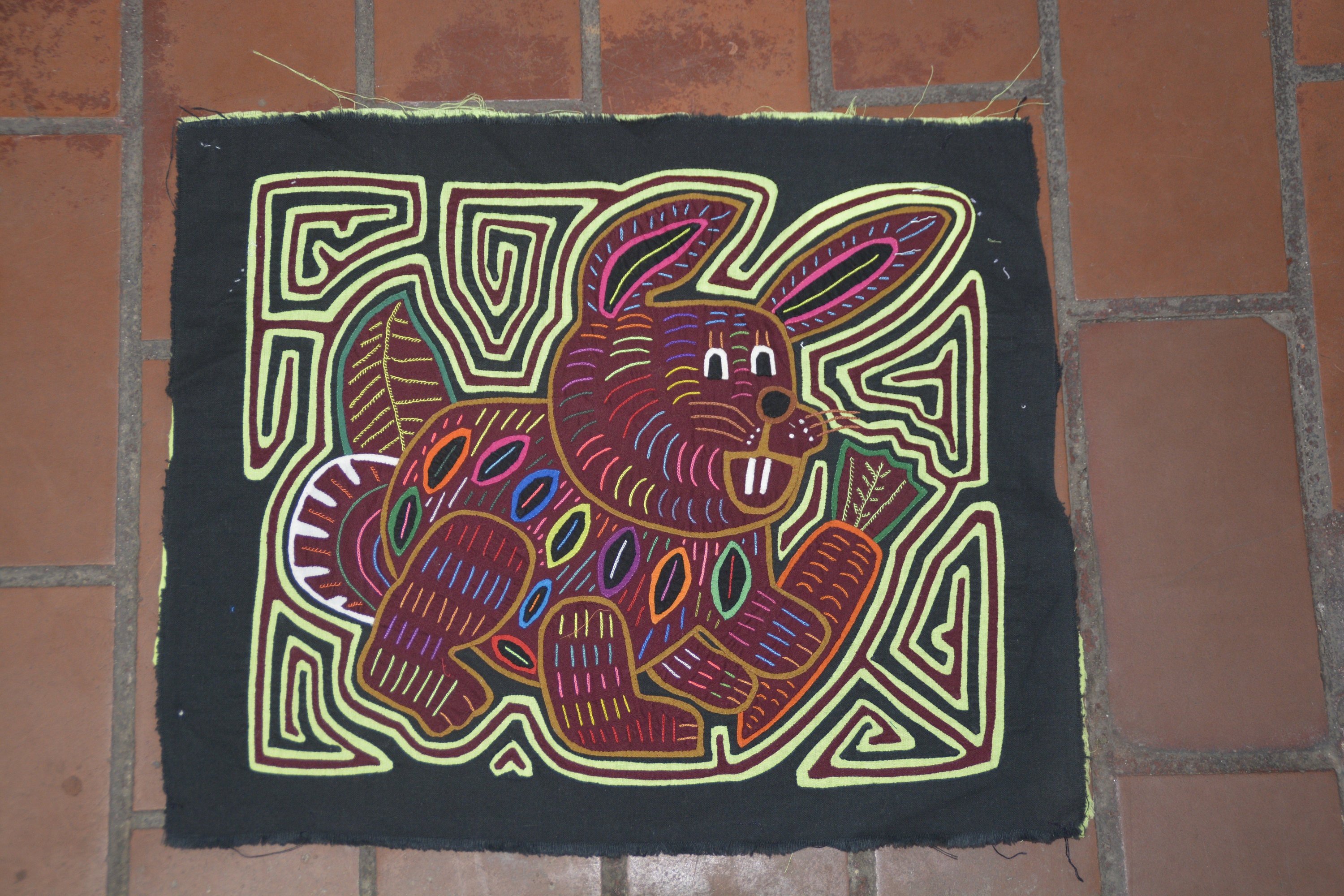 266. RABBIT MOLA Handmade Textile Art San Blas Panama - Etsy