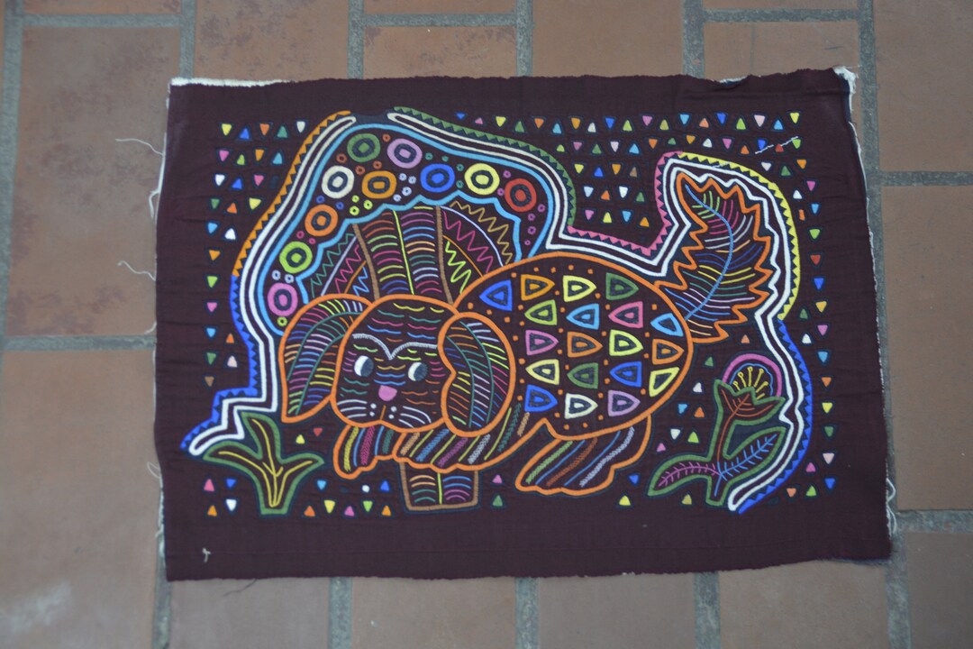 184. EXCELLENT DOG MOLA Handmade Textile Art San Blas Panama # 184 - Etsy