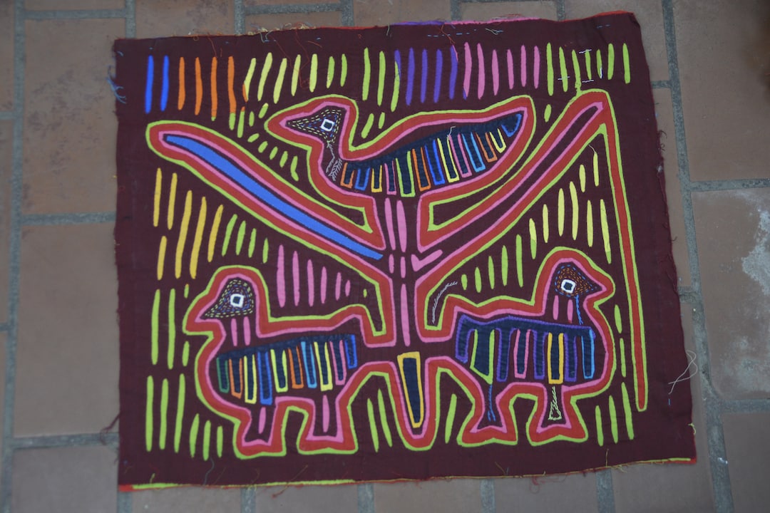 379. OLD HANDMADE Mola Authentic Guna ( Kuna ) Indian San Blas Panama ...