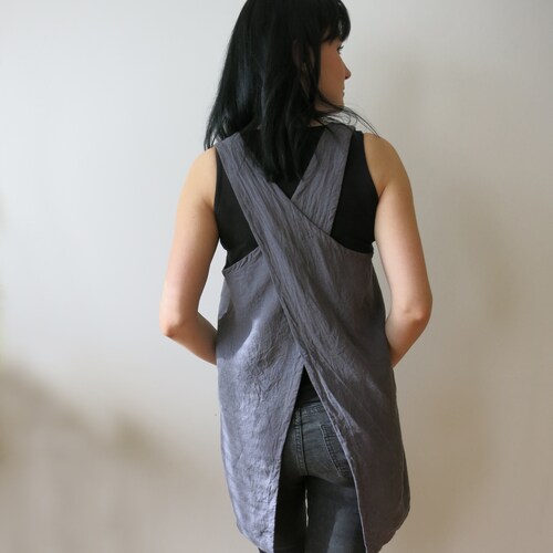 Linen Cross Back Apron Japanese Style Apron Pinafore Dress - Etsy