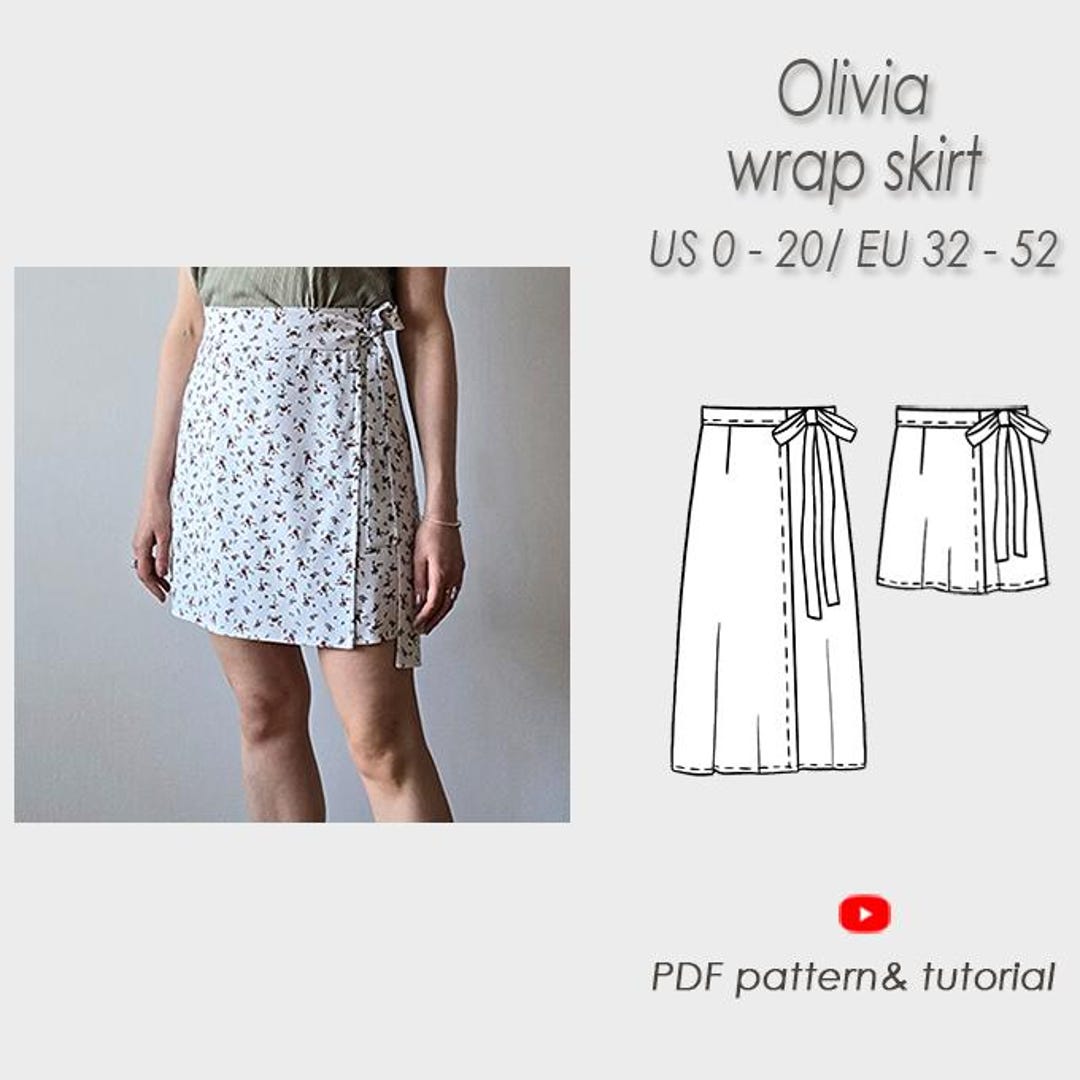 Wrap Skirt Sewing Pattern| Mini and Midi Length| A-line Skirt PDF ...