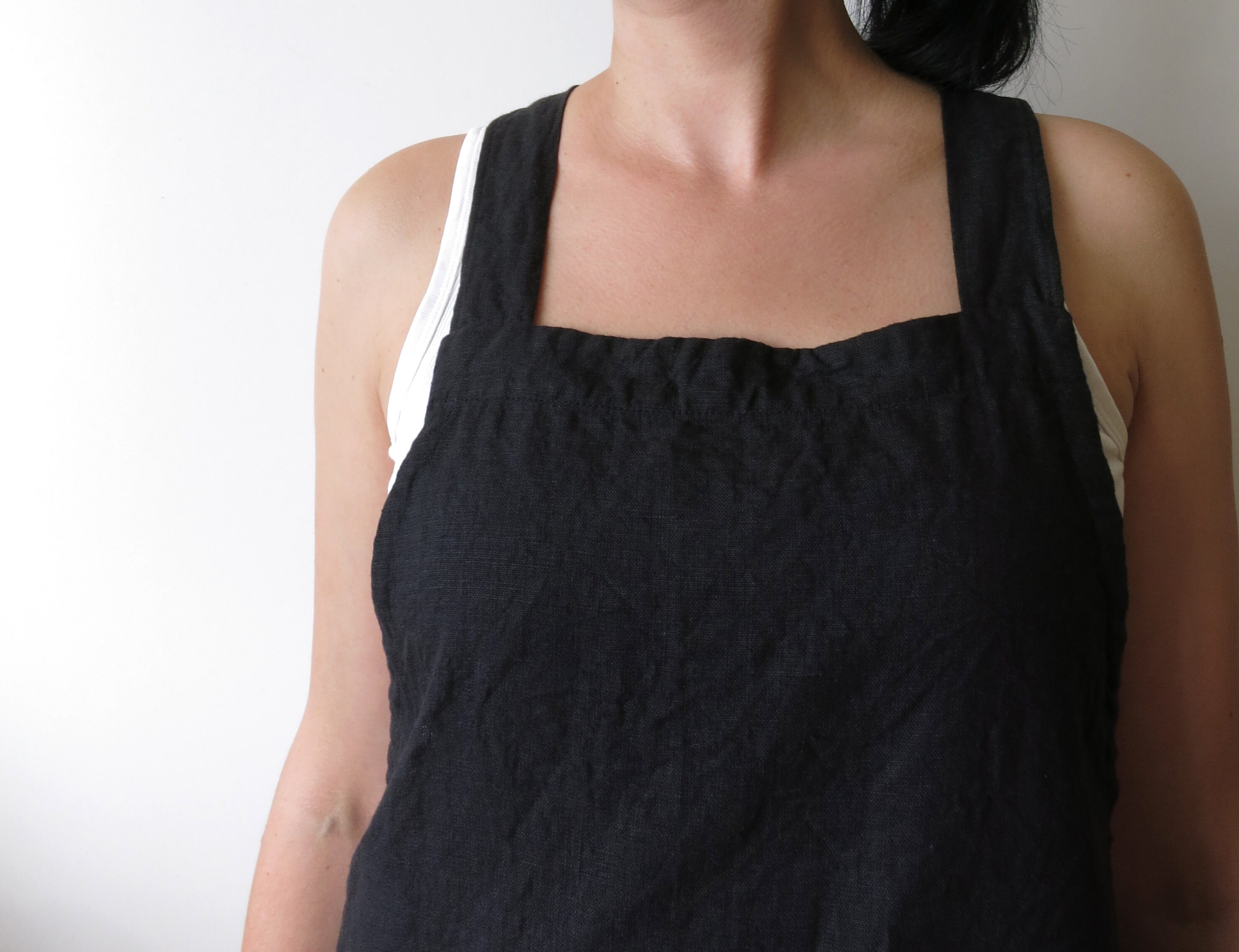 Short Linen Cross Back Apron/ Criss-cross Apron for Women/ - Etsy