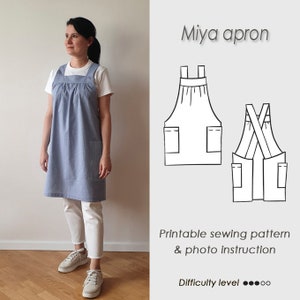 Japanese Apron Sewing Pattern PDF XXS-5XL Plus Size, Cross Back Apron ...