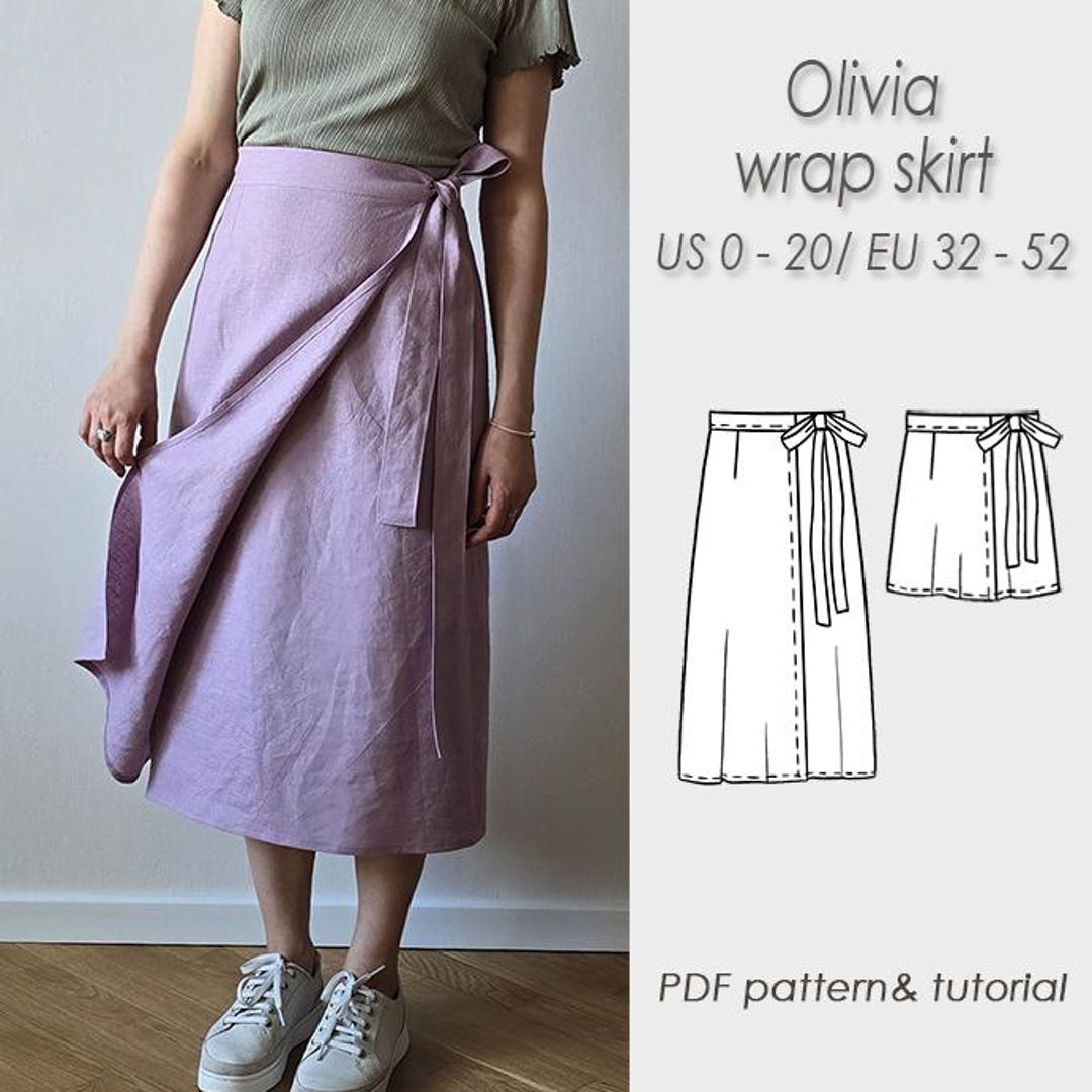 Wrap Skirt With Big Bow Sewing Pattern/ A-line Wrap Skirt PDF Pattern ...