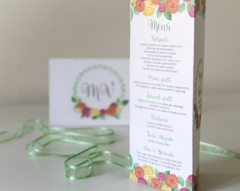 Wedding Reception Table Menu Menus Size Cards 4 x 9