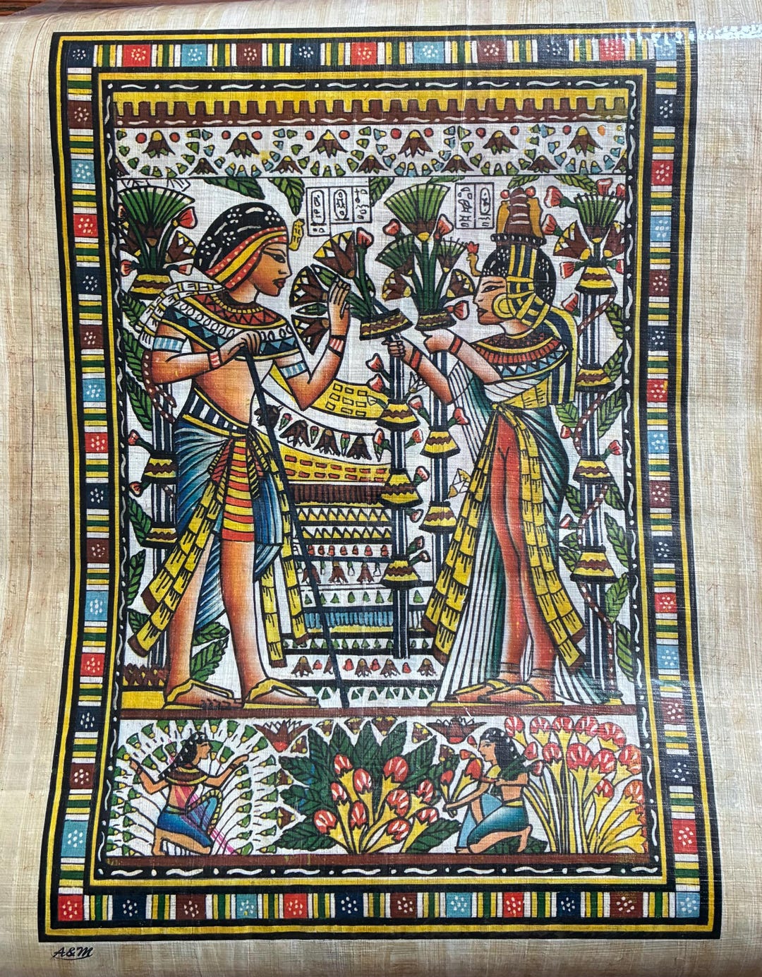 Hand Painted Ancient Egyptian Papyrus Art – Isis and Osiris – Real ...