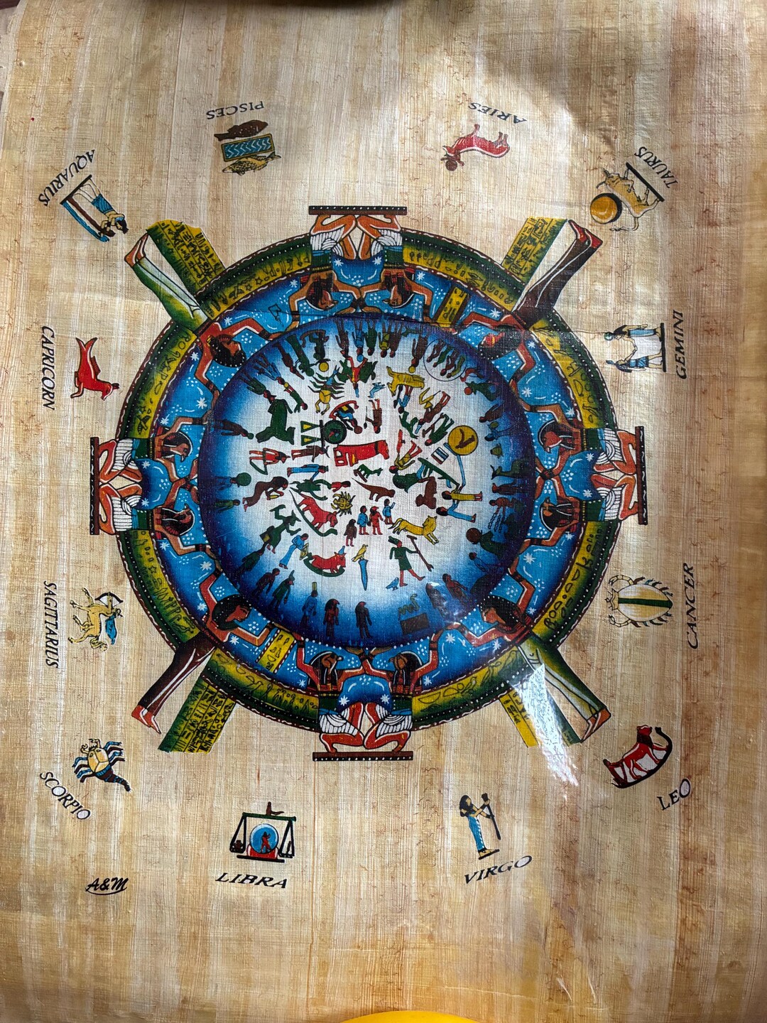 Hand Painted Ancient Egyptian Papyrus Art – Ancient Egyptian Zodiac ...