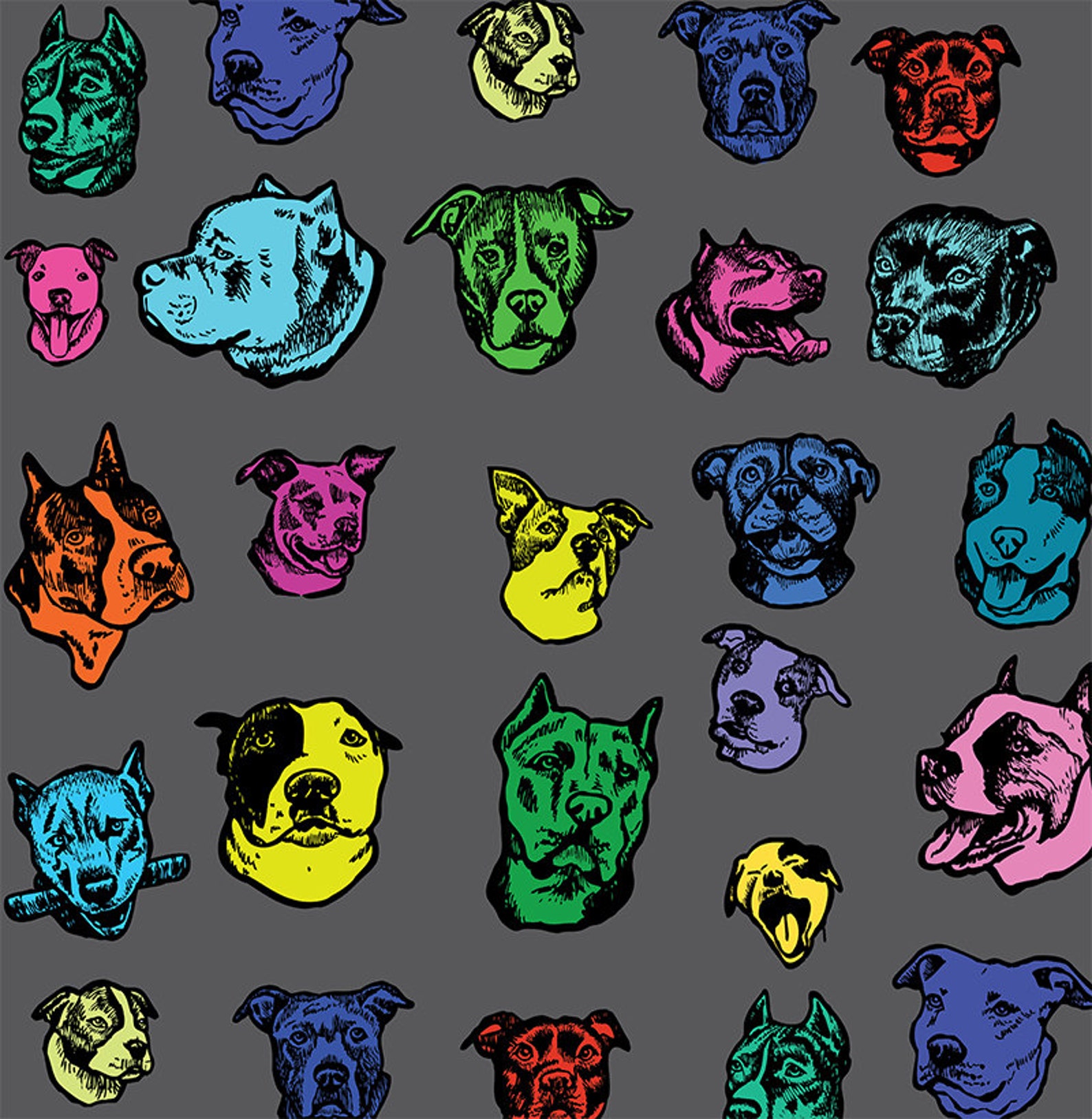 Pitbull Illustrated Art Pattern on Leggings Made in America - Etsy