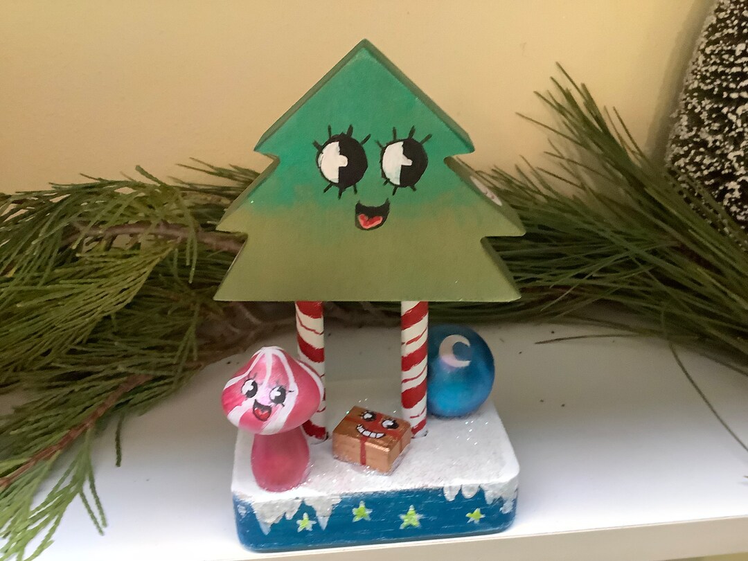 Painted Wooden Tree. Vintage Cartoon Look. Childhood Memories, 5.5 Tall ...