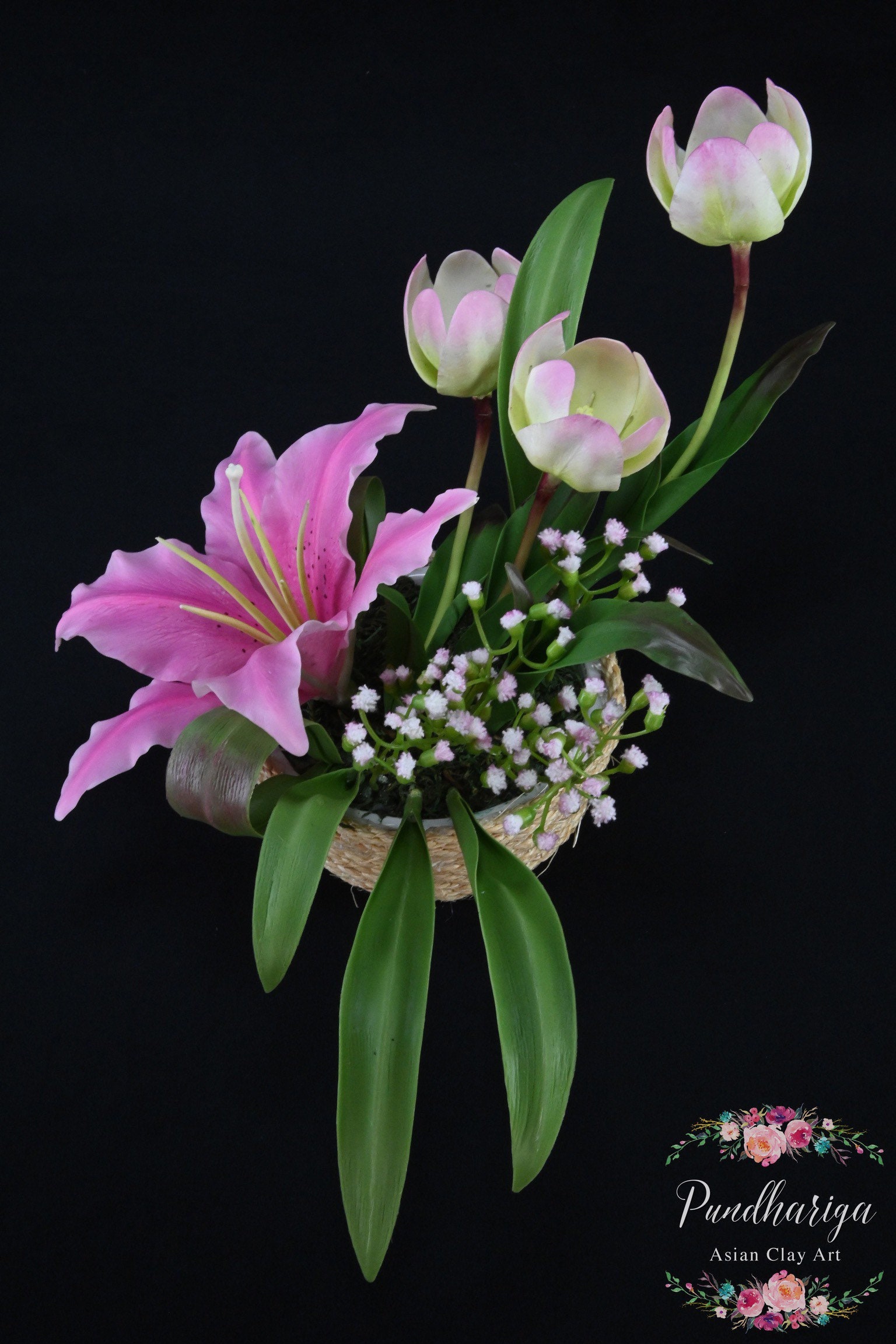 LILY CLAY FLOWERS Tulip Arrangement Cold Porcelain Clay - Etsy